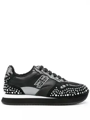 HIDE&JACK Over Running Sneakers With Rhinestone Embellishment - Black