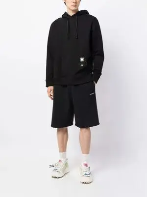 Off-White Cotton Track Shorts With Diag-stripe Detail