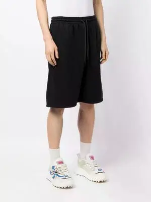 Off-White Cotton Track Shorts With Diag-stripe Detail