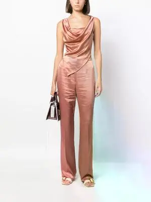 Nanushka Petra Sleeveless Draped Satin Top - Pink