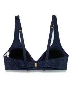 TWINSET Embossed Triangle Bikini Top With Crystal Embellishments