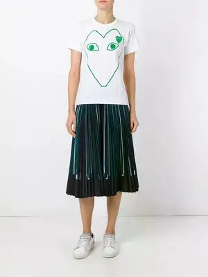 Play Comme Des Garcon Green Heart Outline T-shirt