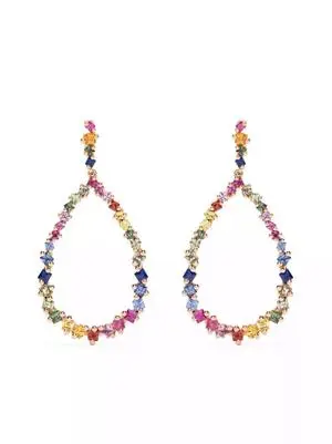 SUZANNE KALAN 18kt Rose Princess Rainbow Sapphire Pear Drop Earrings - Gold