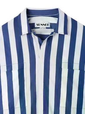 Sunnei Striped Cotton Poplin Shirt - Blue