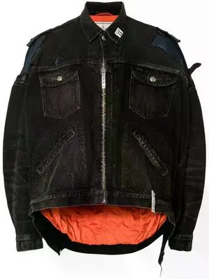 Mihara Yasuhiro Layered Denim Bomber Jacket - Black