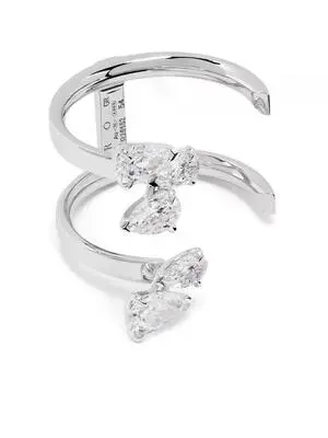 REPOSSI 18kt White Gold Pear Cut Diamond Ring - Silver