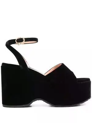 GIANVITO ROSSI Velvet Platform Sandals - Black