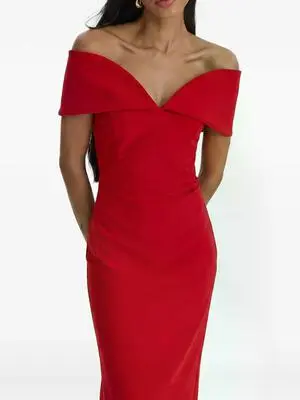 MOOS STUDIO V-neck Maxi Dress - Red