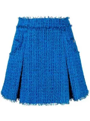 Balmain Pleated Tweed Miniskirt