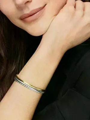 David Yurman 18k Yellow Gold And Sterling Two Row Mercer® Bangle