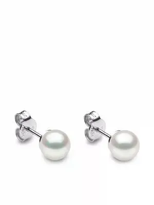 Yoko London 18kt White Gold Akoya Pearl Stud Earrings - Silver