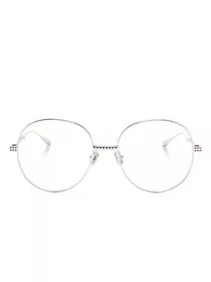 Valentino Garavani V-stud Iii Round Frame Eyeglasses - Silver