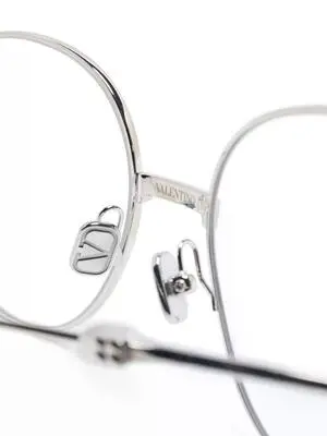 Valentino Garavani V-stud Iii Round Frame Eyeglasses - Silver