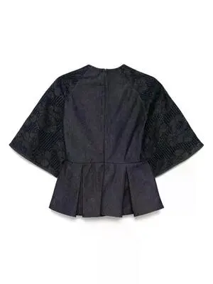 Elie Saab Embroidered Denim Top