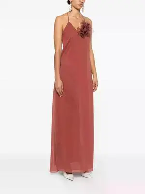 Blumarine Floral-appliqué Georgette Maxi Dress