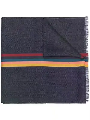 Paul Smith Striped Virgin Wool-blend Scarf - Blue