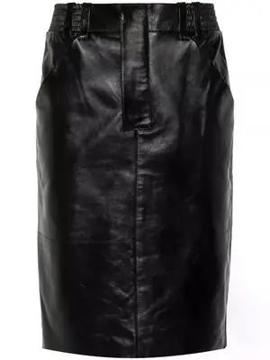 Saint Laurent Leather Pencil Skirt - Black