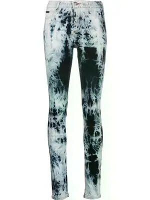 Philipp Plein High-waisted Acid-wash Jeggings