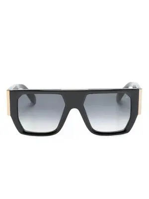 Philipp Plein Logo-lettering Rectangle-frame Sunglasses - Black