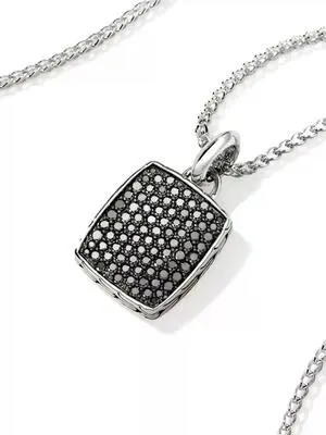 John Hardy Sterling And Black Sapphire Tag Pendant Necklace