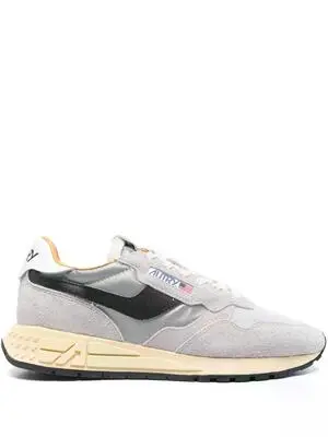 AUTRY Reelwind Low Sand Cracked Leather And Nylon Sneakers - Neutrals