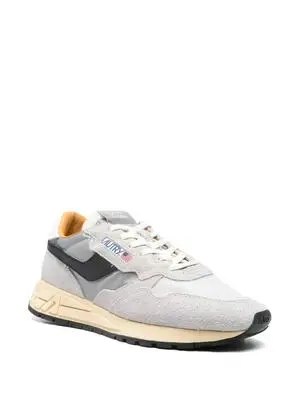 AUTRY Reelwind Low Sand Cracked Leather And Nylon Sneakers - Neutrals