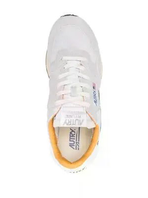 AUTRY Reelwind Low Sand Cracked Leather And Nylon Sneakers - Neutrals