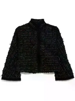 Shiatzy Chen Mandarin Collar Tweed Jacket - Black