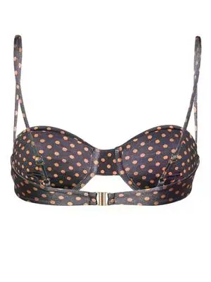 Faithfull The Brand Stefania Polka Dot Bikini Top - Grey