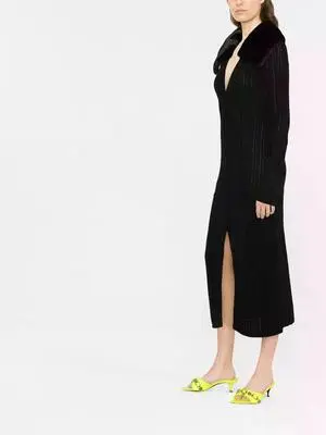 Blumarine Faux-fur Collar Knitted Maxi Dress