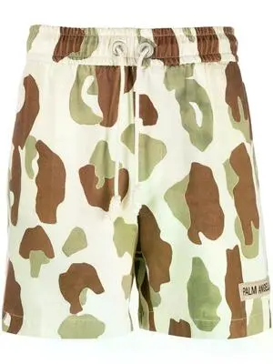 Palm Angels Camouflage Print Cotton Shorts - Neutrals