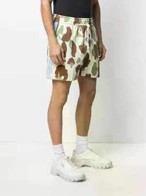 Palm Angels Camouflage Print Cotton Shorts