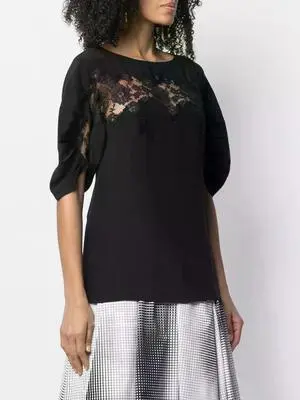Prada Lace Panel Silk Blouse