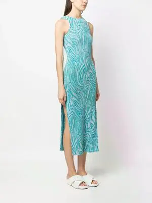 VITELLI Sleeveless Knitted Zebra Print Midi Dress