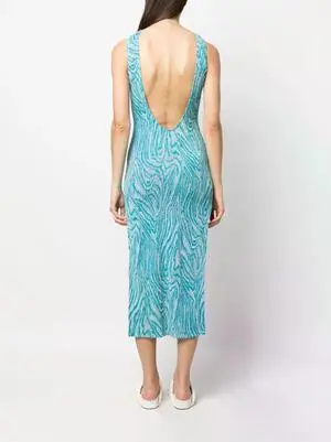 VITELLI Sleeveless Knitted Zebra Print Midi Dress