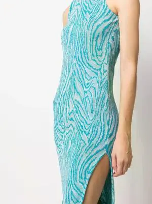 VITELLI Sleeveless Knitted Zebra Print Midi Dress