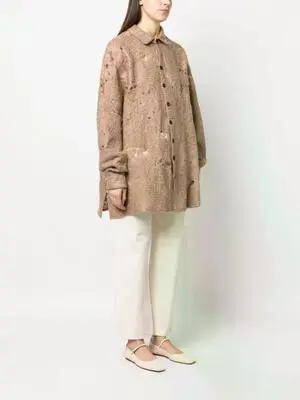 VITELLI Raw-cut Finish Wool Blend Shirt - Neutrals