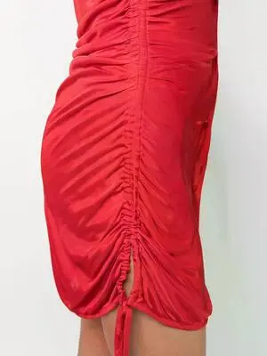 ANDREĀDAMO V-neck Ruched Mini Dress