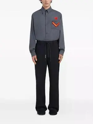 Marni Virgin Wool Satin Stripe Trousers - Black