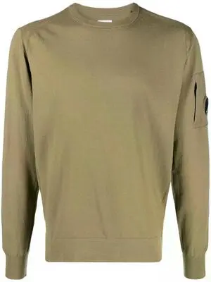 C.P. COMPANY Lens Detail Fine Knit Crew Neck Sweatshirt - Brown