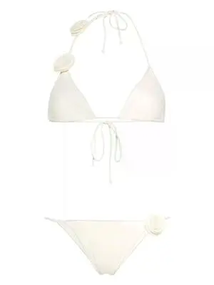 LA REVECHE Floral Appliqué Bikini Set - Neutrals