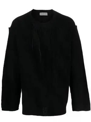 Yohji Yamamoto Asymmetrical Neck Drop Shoulder Jumper - Black