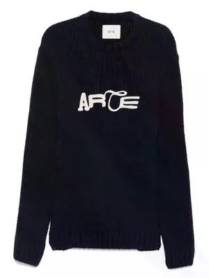 ARTE ANTWERP Logo Embroidered Crew Neck Sweater - Blue