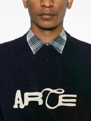 ARTE ANTWERP Logo Embroidered Crew Neck Sweater