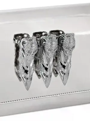 Philipp Plein Metallic Leather Clutch Bag With Embellished Spider Claw Rings