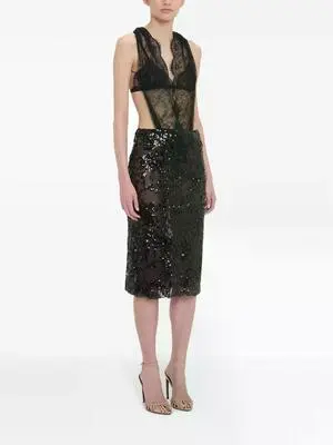 Victoria Beckham Sequin-embellished Pencil Midi Skirt