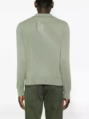 D4.0 Cashmere Knitted Sweater With Spread Collar - Green
