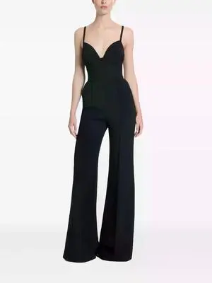 Elie Saab Sleeveless Jumpsuit With Sweetheart Neckline And Flared Hem - Blue