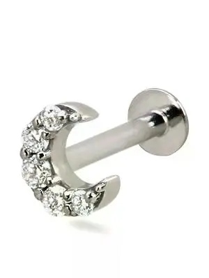 LARK & BERRY 14kt White Gold Mini Moon Diamond Stud Earring - Silver