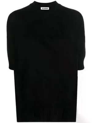 JIL SANDER Ribbed Cashmere Knitted Top - Black